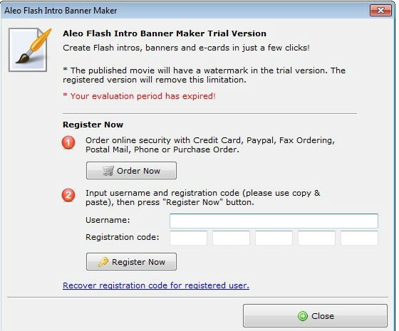 aleo flash intro banner maker ต้องใส่รหัสอะไรค่ะ | Dek-D.com