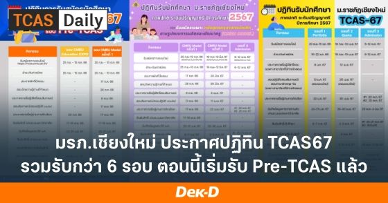 จดด่วน! ปฏิทินรับสมัคร TCAS67 ม.ราชภัฏเชียงใหม่ มาแล้ว มีรับ Pre-TCAS ด้วย