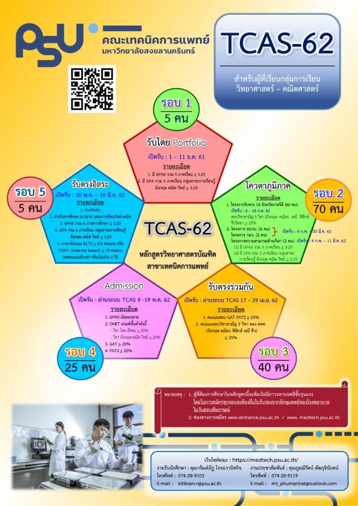 TCAS-62 คณะเทคนิคการแพทย์ ม.สงขลานครินทร์ | Dek-D.com
