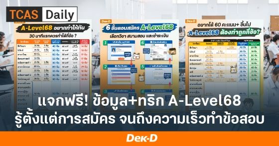 โหลดฟรี! รวมให้แล้ว ข้อมูล+ทริก A-Level 68 ตั้งแต่การสมัครจนถึงวันสอบ