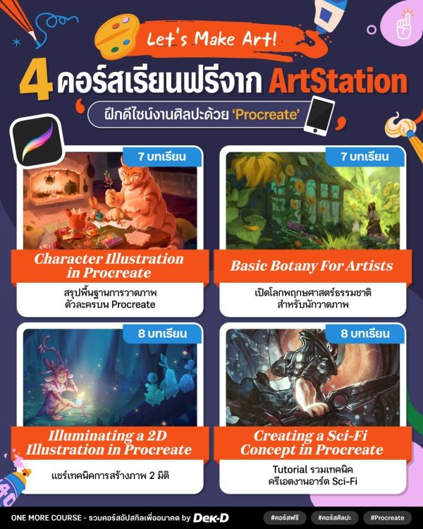 สายอาร์ตห้ามพลาด! 4 คอร์สศิลปะเรียนฟรี ฝึกใช้ "Procreate" โดย ArtStation