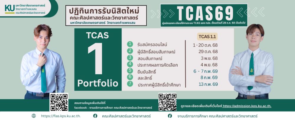 TCAS’69 KU รอบ 1.1 Portfolio ศวท. รับ 580 คน | Dek-D.com